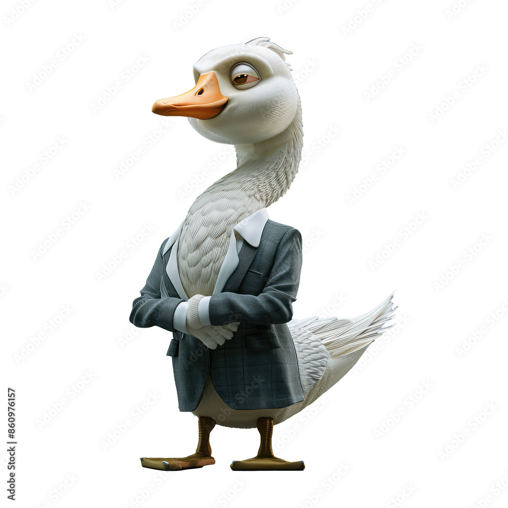 animal crossing of anthropomorphic Swan as businessman, full body ...