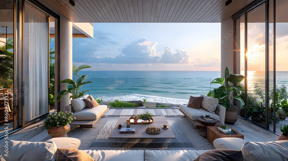 Ocean view home residential property. Modern luxury ocean front house ...