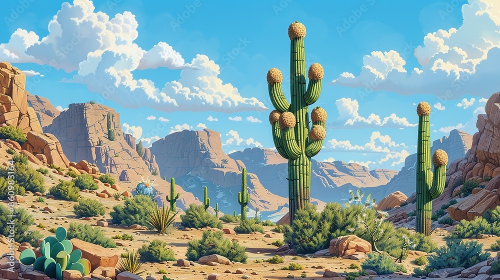 Cephalocereus cactus with its distinctive woolly appearance, towering ...