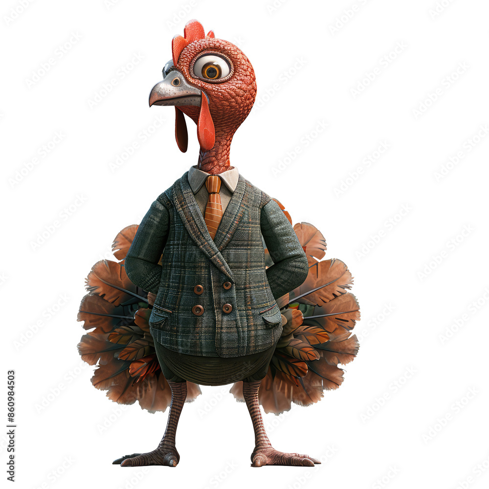 animal crossing of anthropomorphic turkey as businessman, full body ...