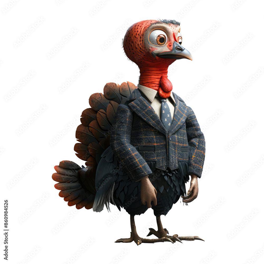 animal crossing of anthropomorphic turkey as businessman, full body ...