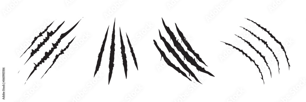 Animal Claw scratches mark set. Cat tiger scratches signs. Grange ...