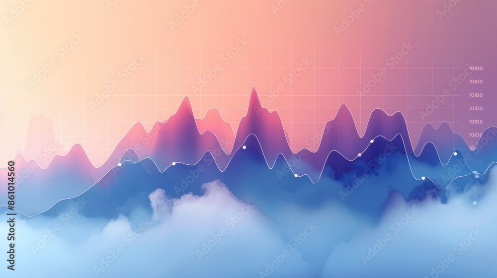 Detailed 2D line graph showing the trend of website traffic over a six ...