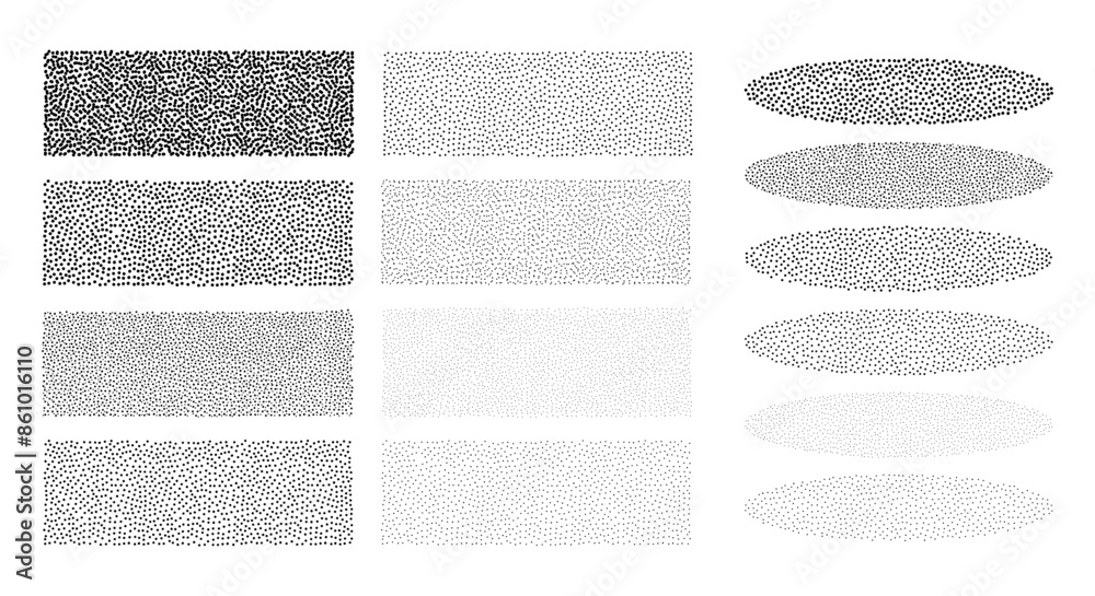14 dot texture brushes set. Retro style dot engraving to create brushes ...