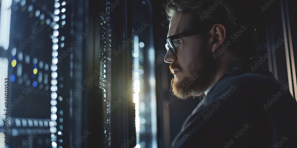 wallpaper of IT experts checking data center security, servers, digital ...