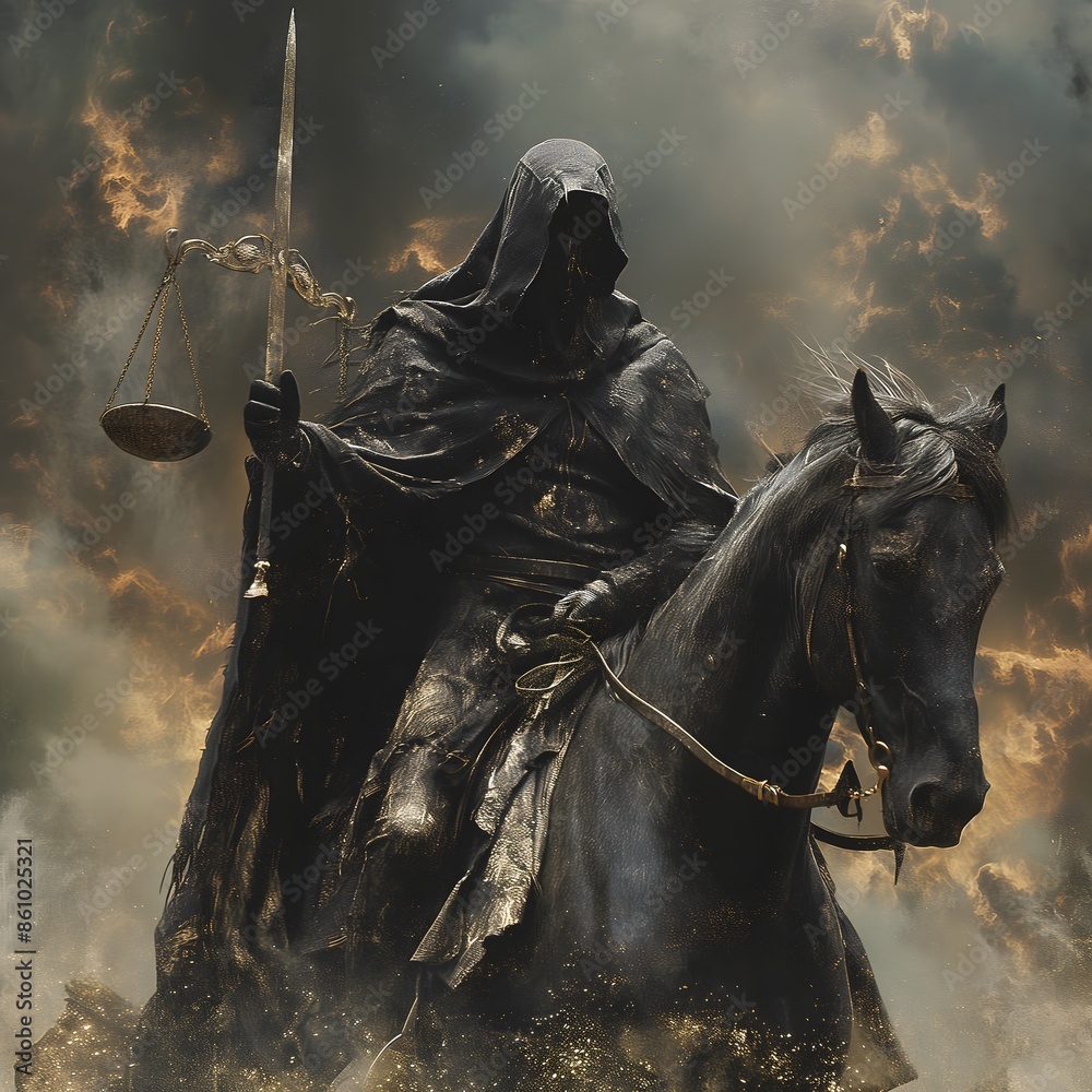 The Third of the Four Horsemen of the Apocalypse, Carrying Scales and ...