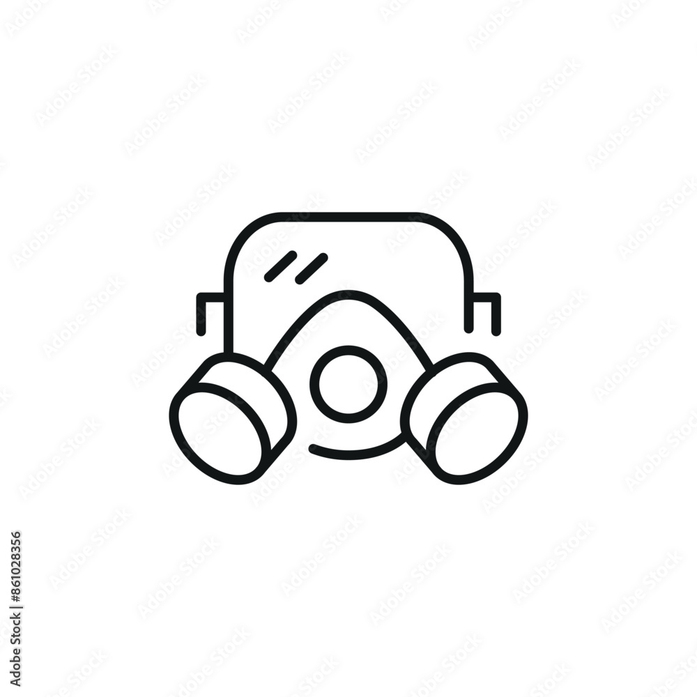 Icon of a protective gas mask, representing safety equipment used in ...
