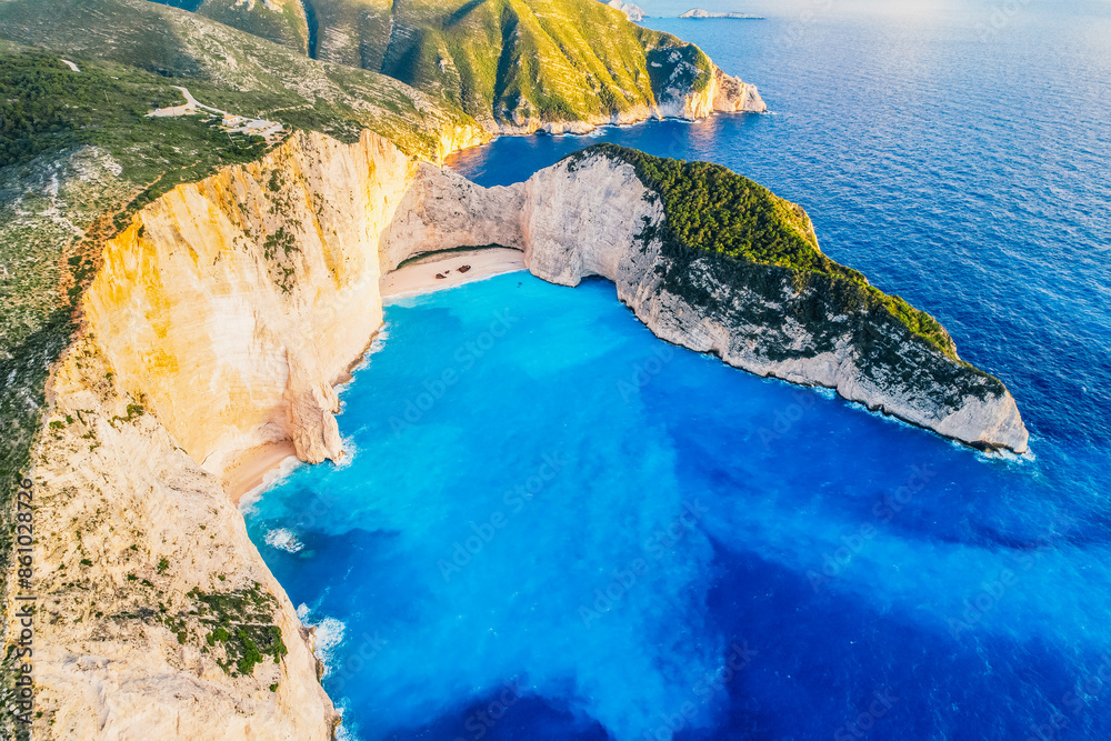 Zakynthos, Greece. Navagio Beach with sjipwreck in Ionian Sea ...