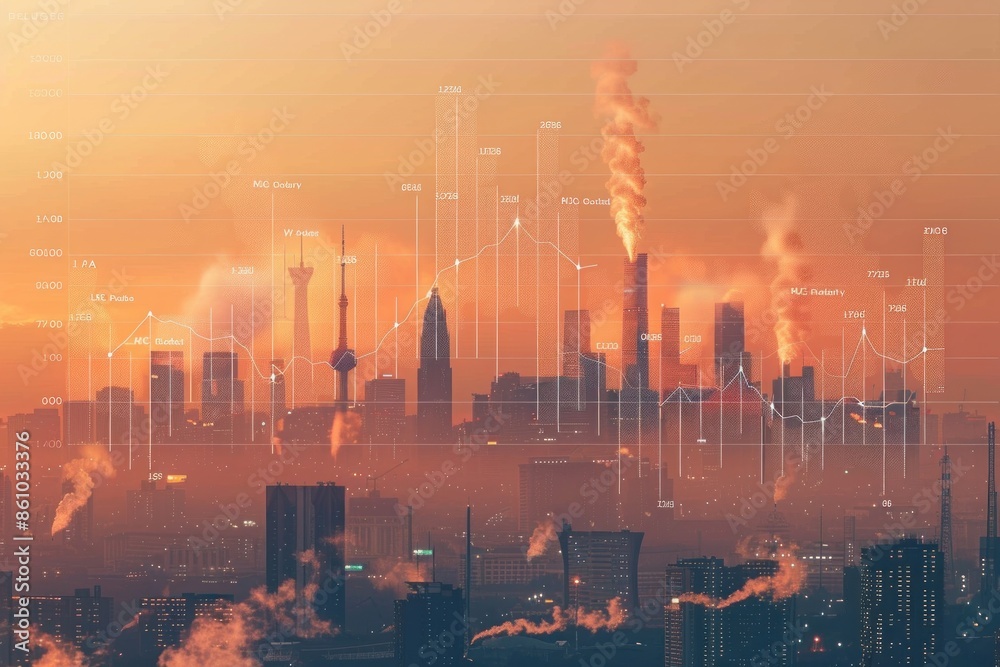 Detailed 2D line graph showing the changes in pollution levels over the ...