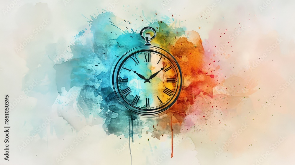 Watercolor painting of a stopwatch. A clock is a tool for telling time ...