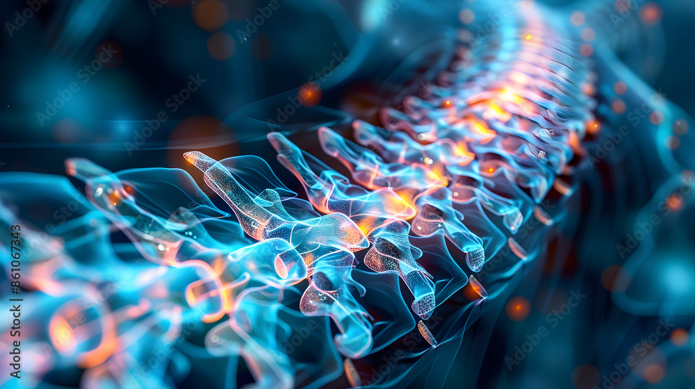 Rendered Image of Painful Back with X-Ray Showing Spinal Cord Issues ...