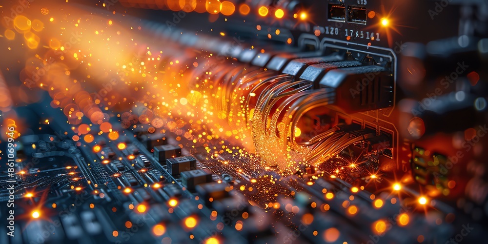 wallpaper of a fiber optic service provider cable server datacenter ...