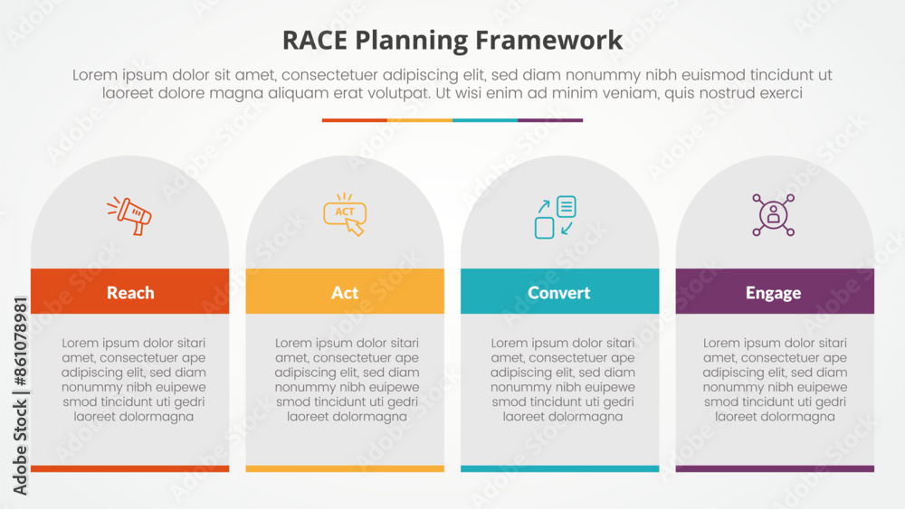 RACE framework infographic concept for slide presentation with table ...