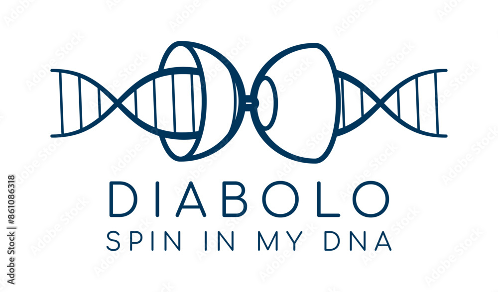 Vector emblem with symbol Diabolo and DNA. juggling diabolo. Text ...