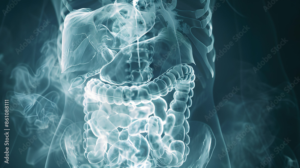 Xray image of a human stomach showing medical conditions like GERD and ...