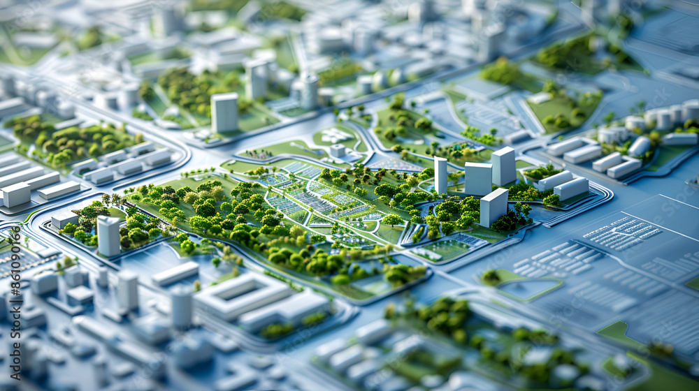 detailed, technical blueprint showcasing urban planning and city zoning ...