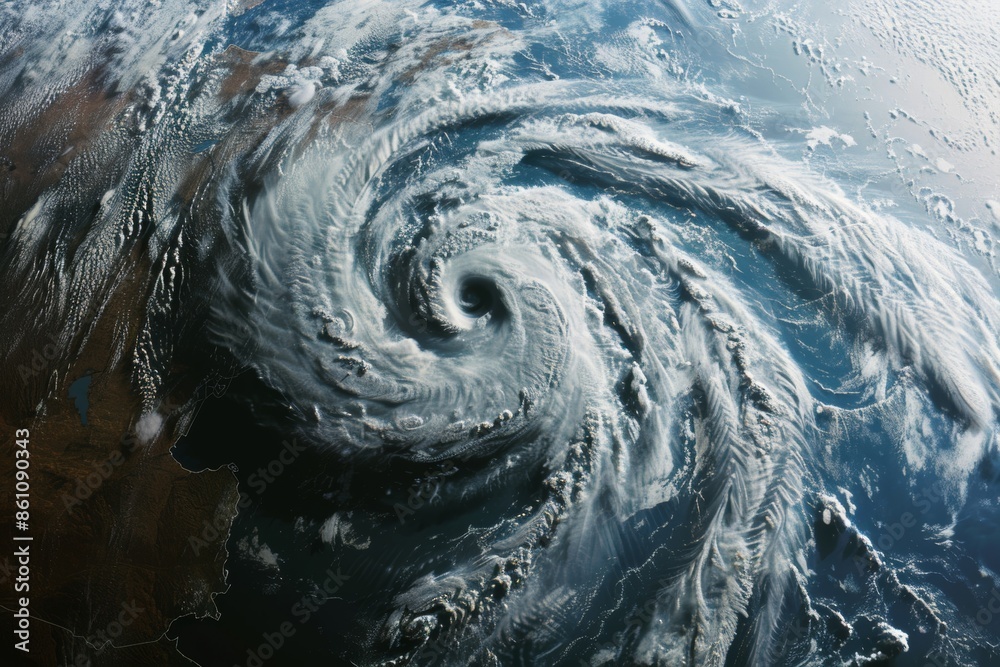 Meteorological satellite image showing storm patterns Stock ...