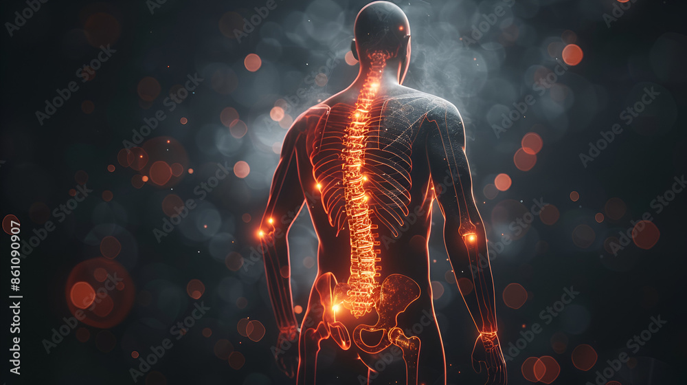 persons back highlighted in red experiencing acute pain possibly from ...
