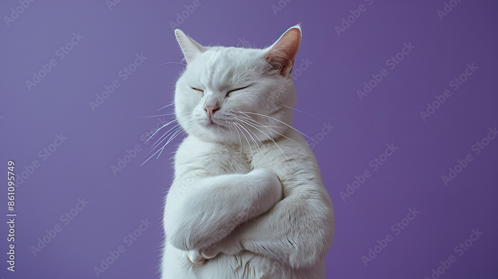 Portrait of Strong white cat body builder super muscles. bodybuilder ...