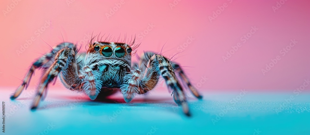 Spider pastel background Summer Isolated. Copy space image. Place for ...