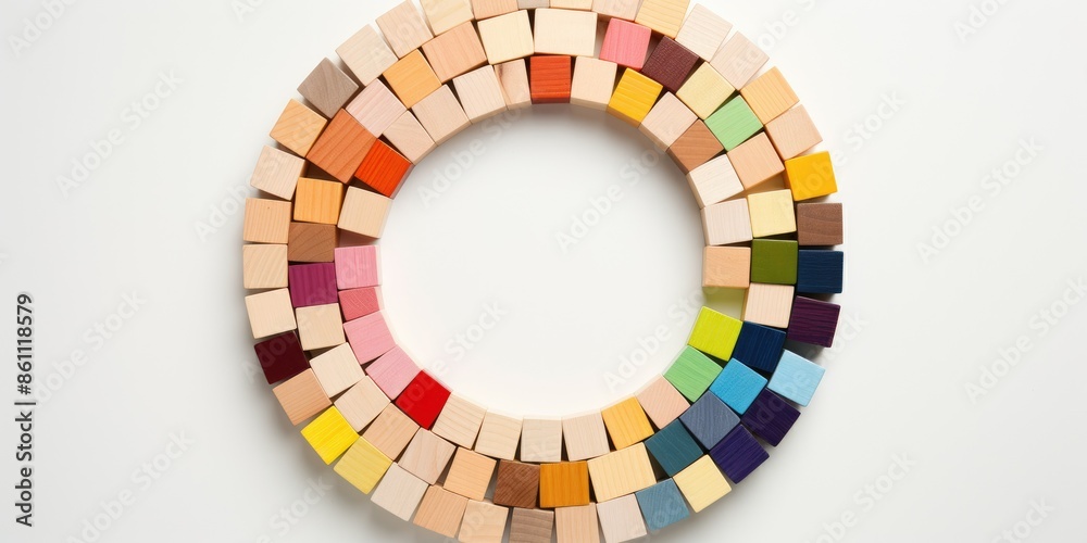 Colors In Unity Circle Of Colored Blocks Representing Unity Of Diverse