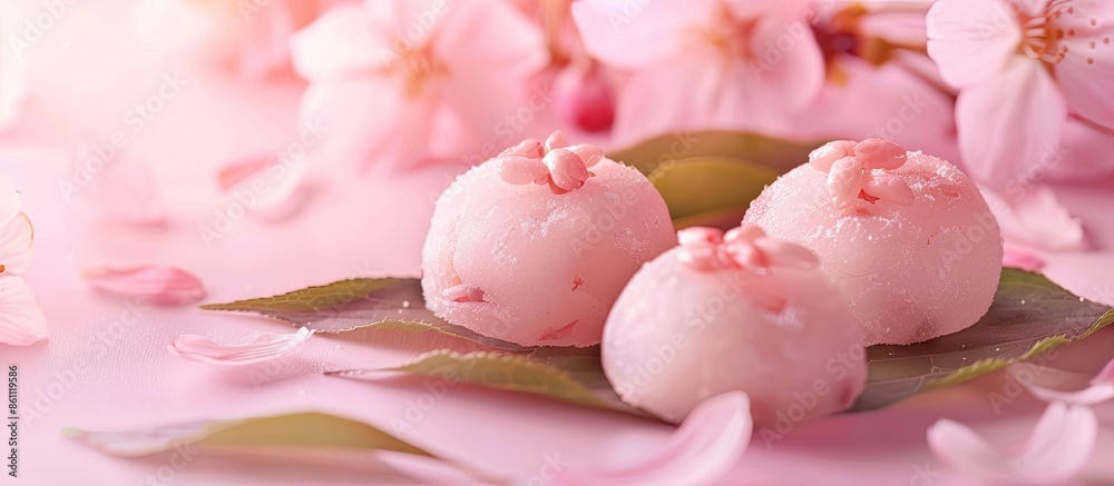 sakura mochi dessert for spring season sakura blossom made of rice cake ...