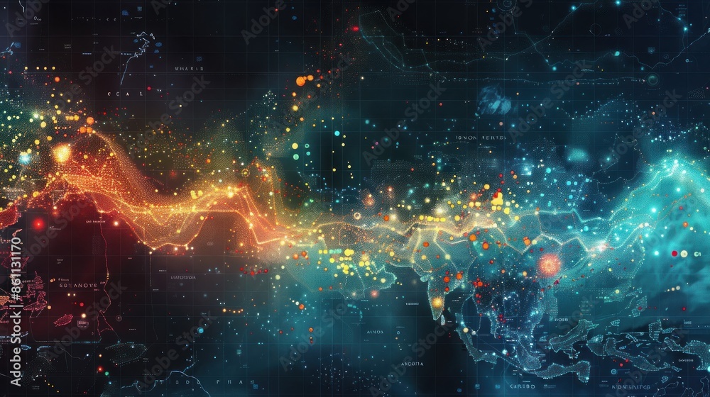 A detailed 2D information map showing city boundaries and regions ...