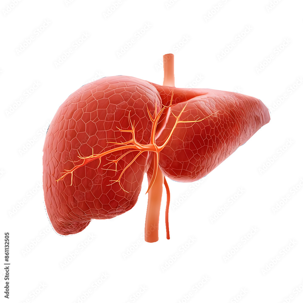 Detailed Anatomical Diagram of a Human Liver Isolated Background ...