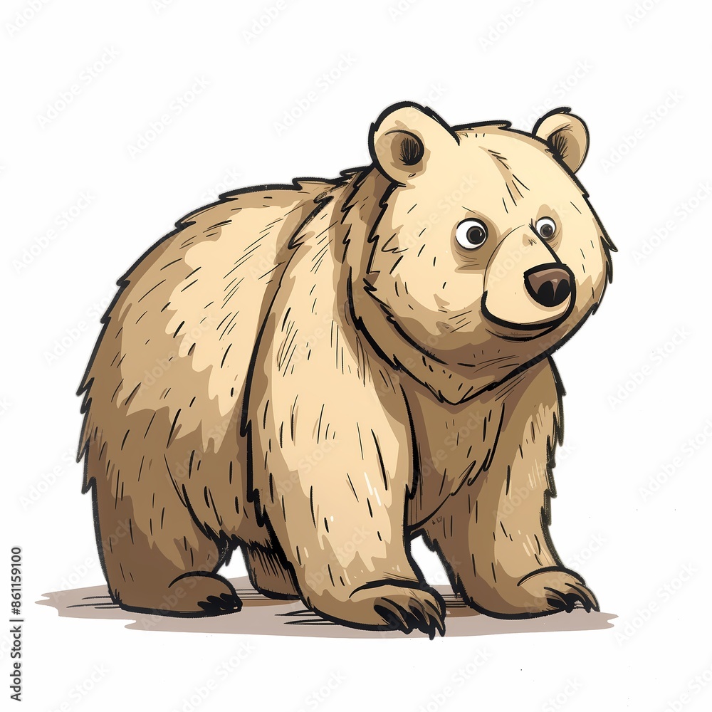 cartoon clipart drawing of a bear on an isolated white background Stock ...