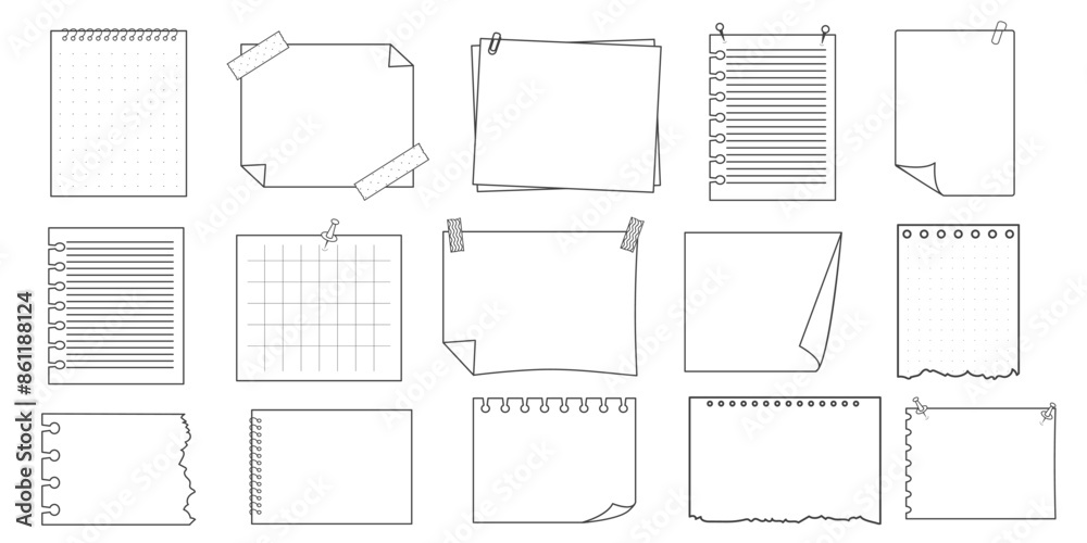 Memo sticky note reminder sheet paper. Doodle paper frame, check list ...