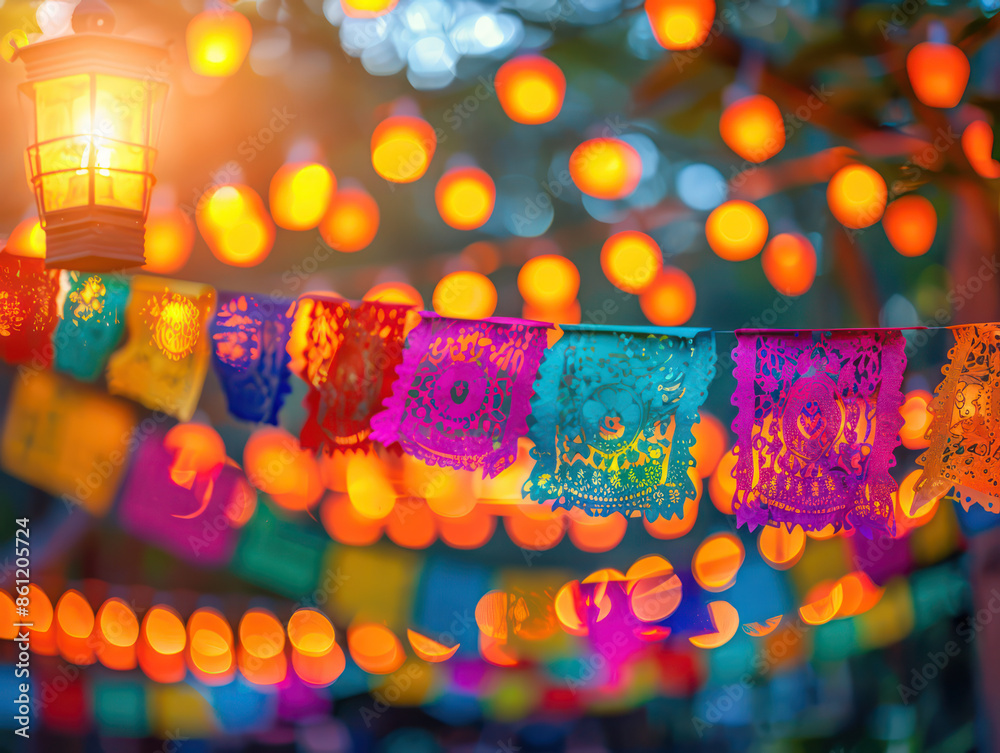 Hispanic Heritage Month flag decoration design style dia de los muertos ...