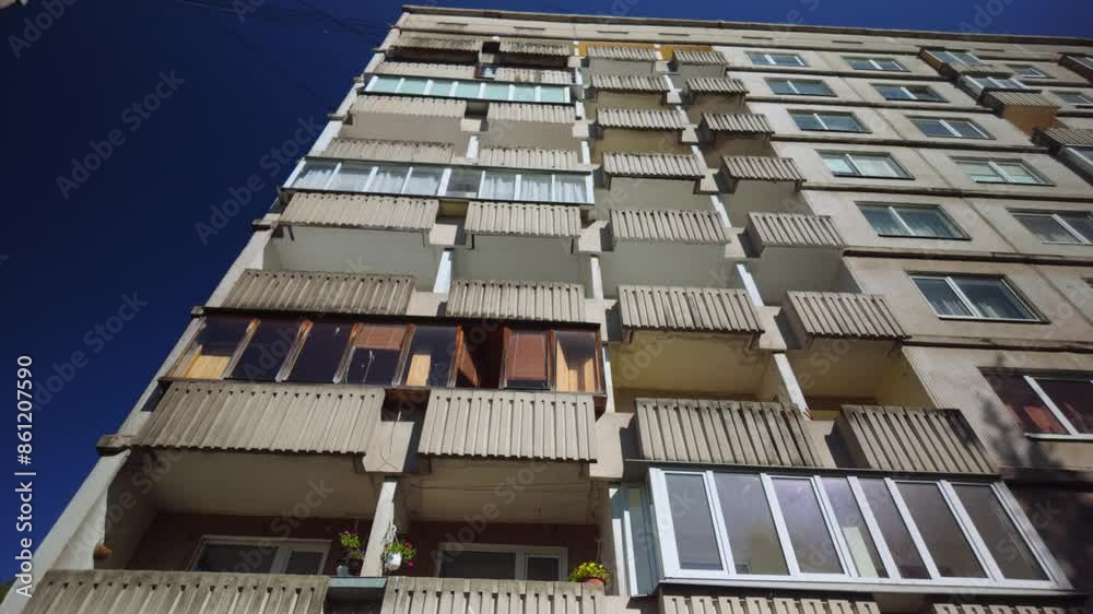 Title: Stacked Balconies of Description: Stacked balconies of a Soviet ...