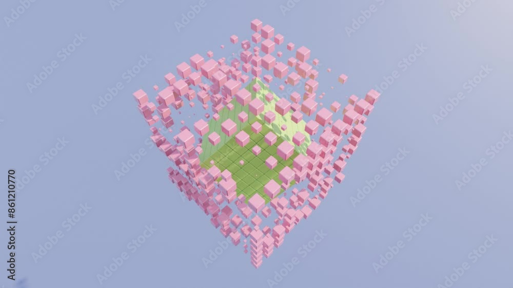 Abstract 3D Cube Composed of Smaller Cubes with Transforming Surface ...