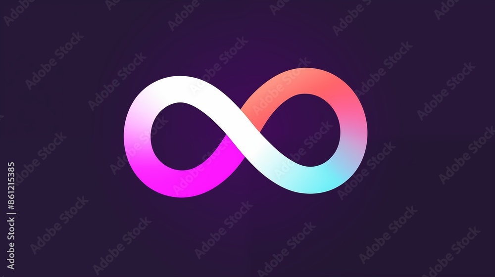 Infinity Symbol with Gradient Colors on Dark Purple Background Stock ...