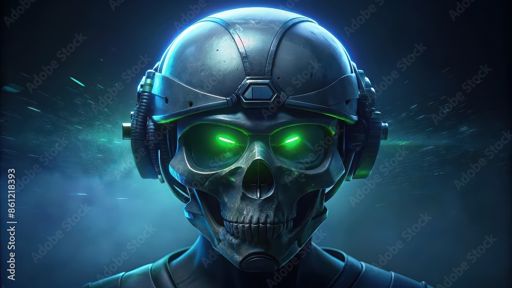 Skull with night vision tactical helmet for military design, skull ...