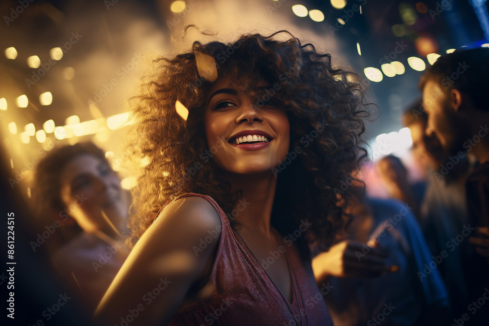 Generative AI picture of excited party people dancing chilling toasting ...