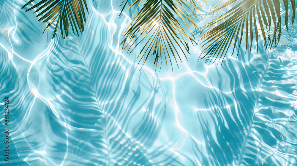 Clean Water Texture. Realistic Water Surface Overlay with tropical leaf ...