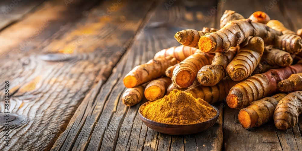 Curcuma root on rustic background, curcuma, root, spice, turmeric, herb ...