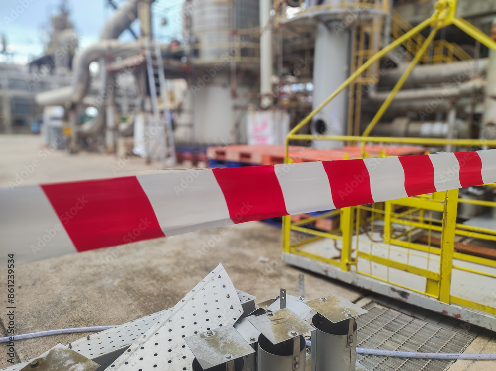 Tap red white color warning barrier safety hazard caution stop line ...