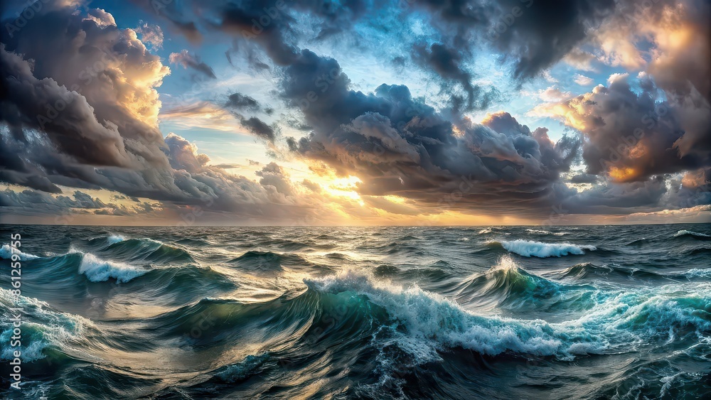 Stormy sea panorama with high resolution HDRI environment map, stormy ...