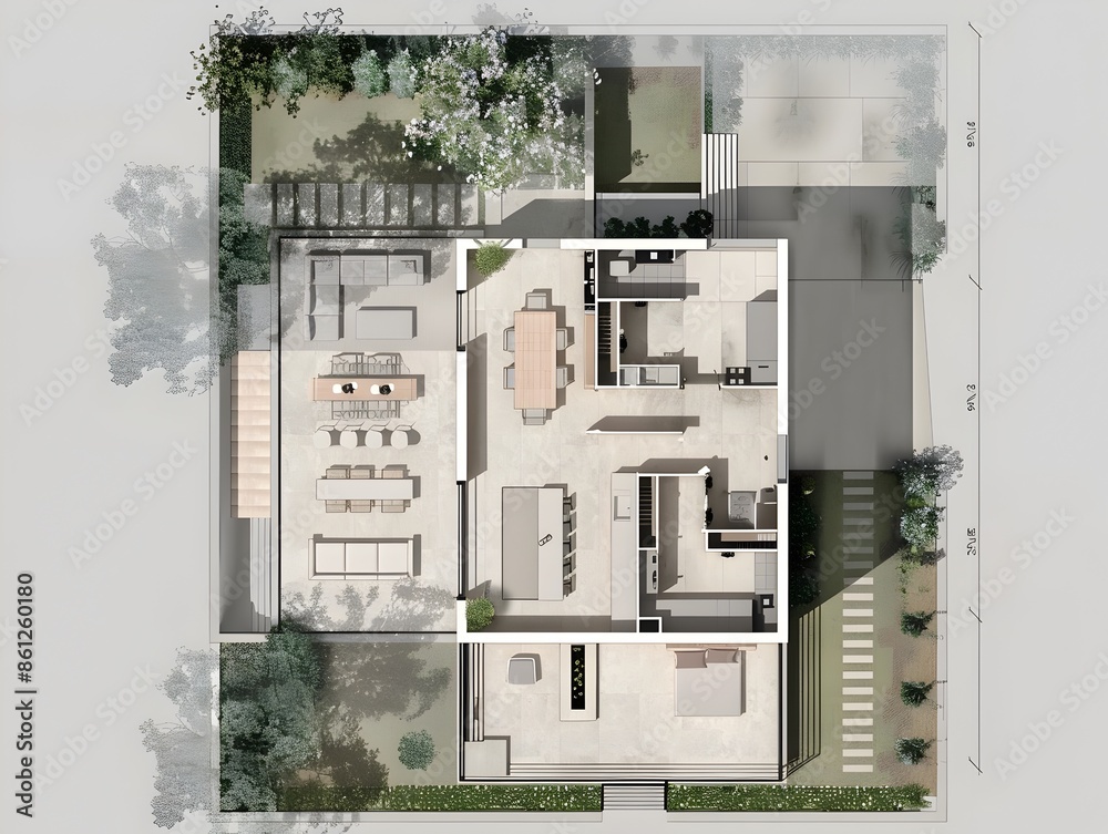 Detailed Floor Plan of a Stylish 180 Square Meter Two-Story Family ...