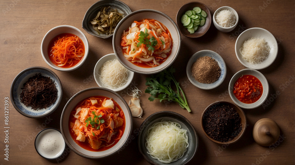 Korean Kimchi inviting Korean kitchen with warm, earthy tones. Rustic ...