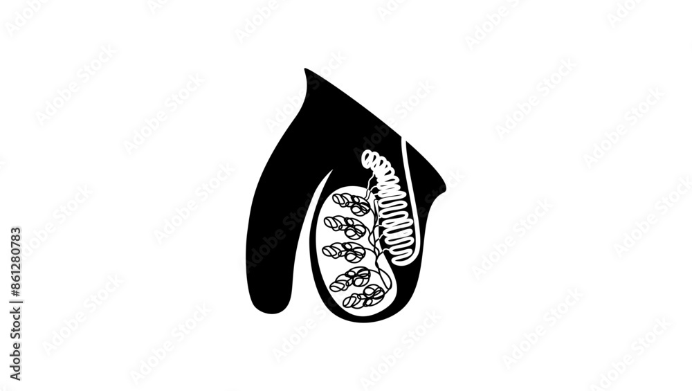 Vetor de Human testicle anatomy, black isolated silhouette do Stock ...