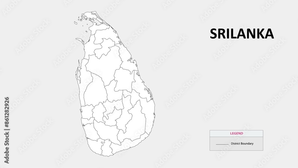 Sri Lanka Map.District map of Sri Lanka. Administrative map of Sri ...