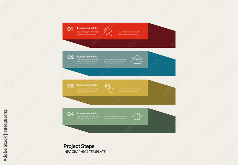 Project Steps Infographics Template with 3D Blocks Stock Template ...