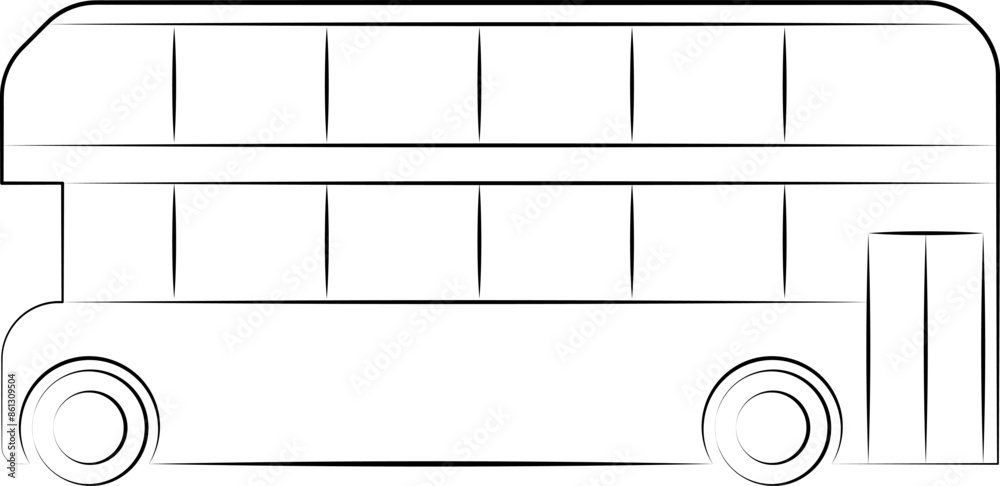 Hand drawn line passenger bus vector illustration. Outline Vector bus ...