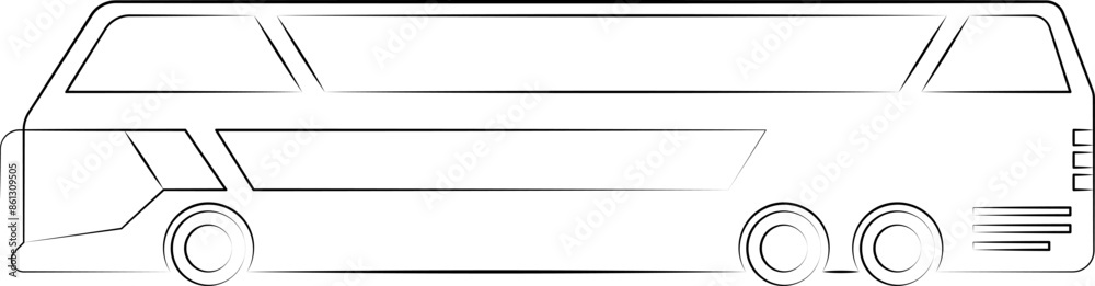 Hand drawn line passenger bus vector illustration. Outline Vector bus ...