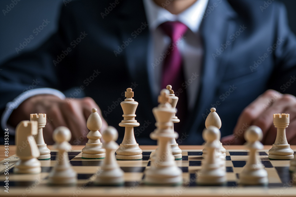Business Executive Strategizing with Chess Board: Leadership and Vision ...