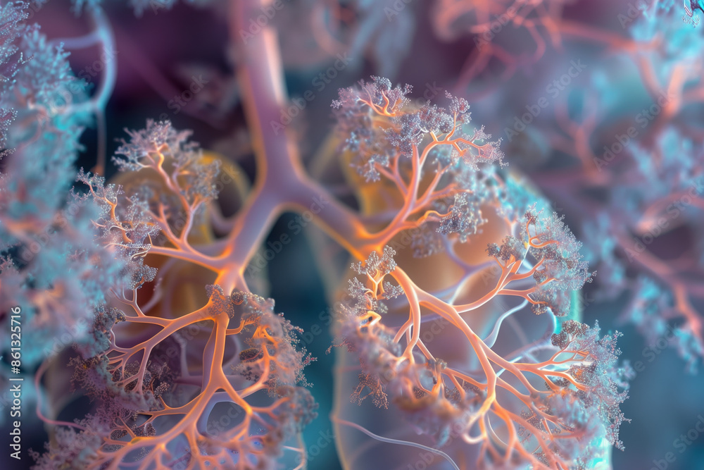 A detailed image of a newborn baby's lungs, highlighting the delicate ...