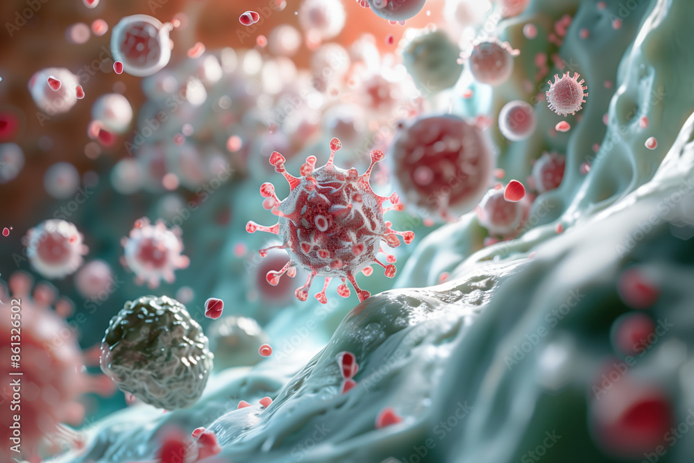 Immune Response in Action: White Blood Cells Engulfing and Destroying P ...